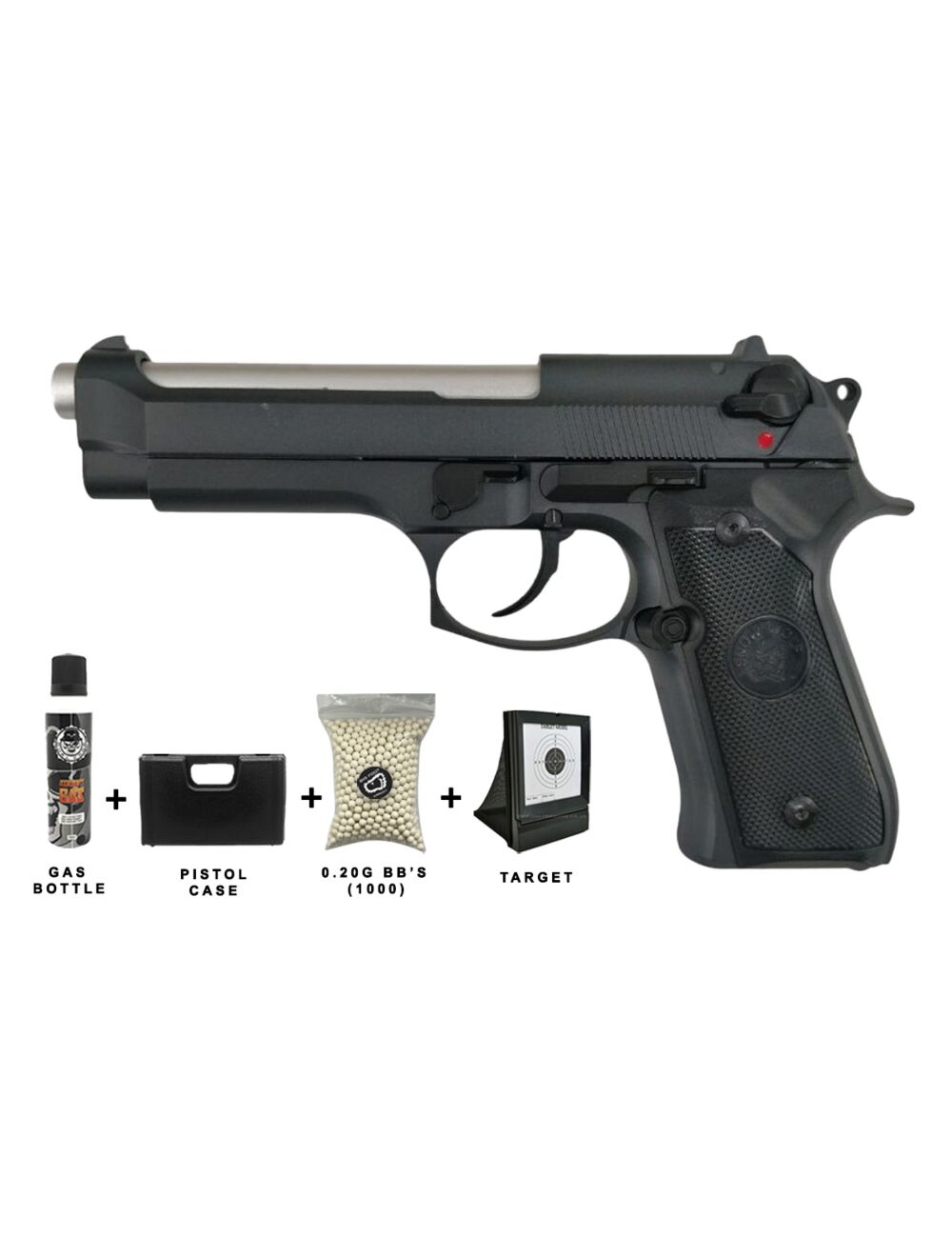 [Bundle] Snow Wolf M9 Gas Blowback Pistol (Black - SW-03-1 BK)